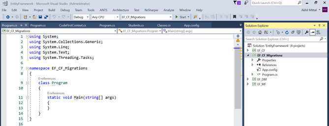 Code First Approach And Code First Migrations In Entity Framework